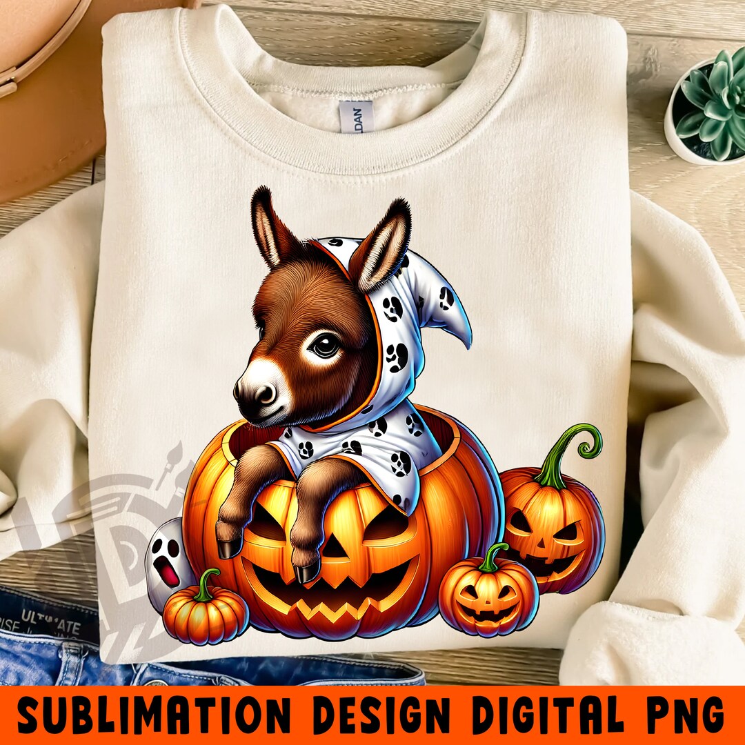 Happy Halloween Donkey Png, Halloween Farm Png, Sublimation Design ...