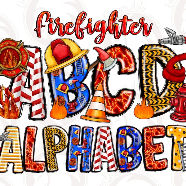Fire Truck Doodle Letters - Etsy