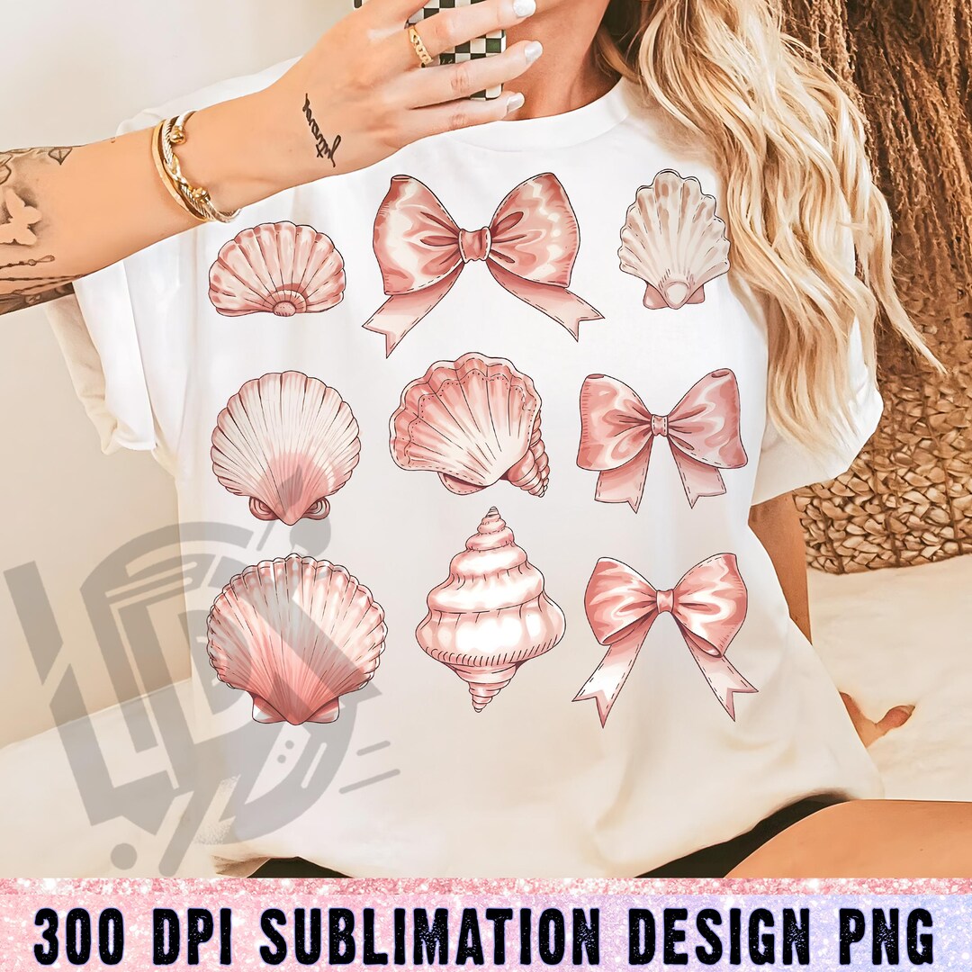 Seashell Bow Png, Coquette Bow Png, Beach Png, Summer Png for Shirt ...