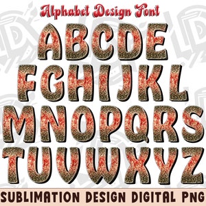 Doodle Alphabet Bundle, Red Pattern Alphabet PNG, Alphabet Font Png ...