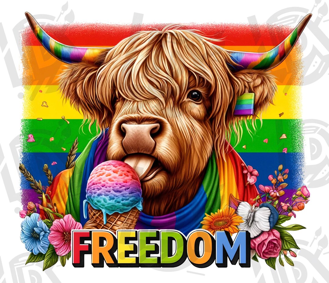 Highland Cow Pride PNG, Funny Cow Png, Freedom Cow Png, LGBTQ Png, Pride Gay Png, Love is Love ...