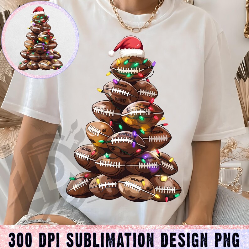 Christmas Football Tree Png, Sublimation Png, Christmas Lights Png ...