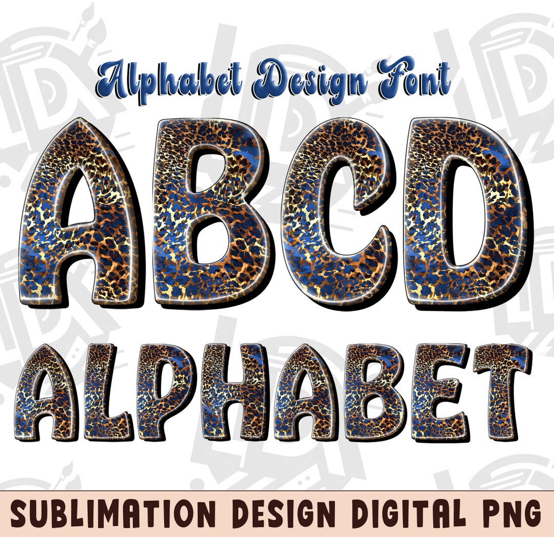 Doodle Alphabet Bundle, Navy Pattern Alphabet PNG, Alphabet Font Png ...