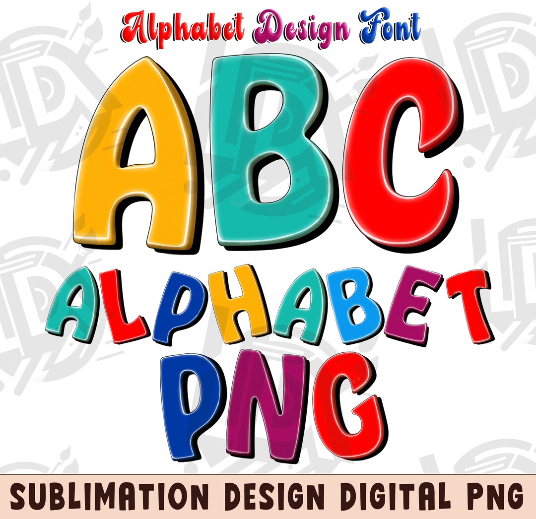 Kindergarten Colorful Alphabet Bundle PNG, White Brush Stroke, Block ...
