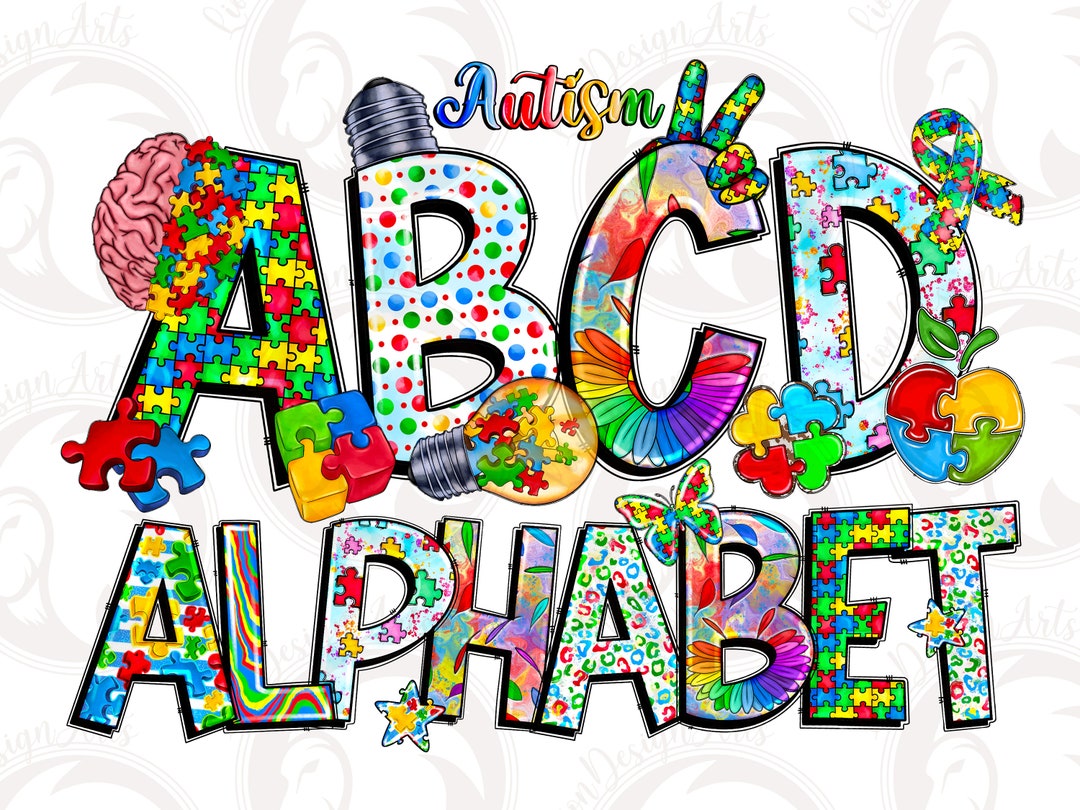 Autism Doodle Alphabet Bundle Png, Autism Alphabet Png,font Png ...