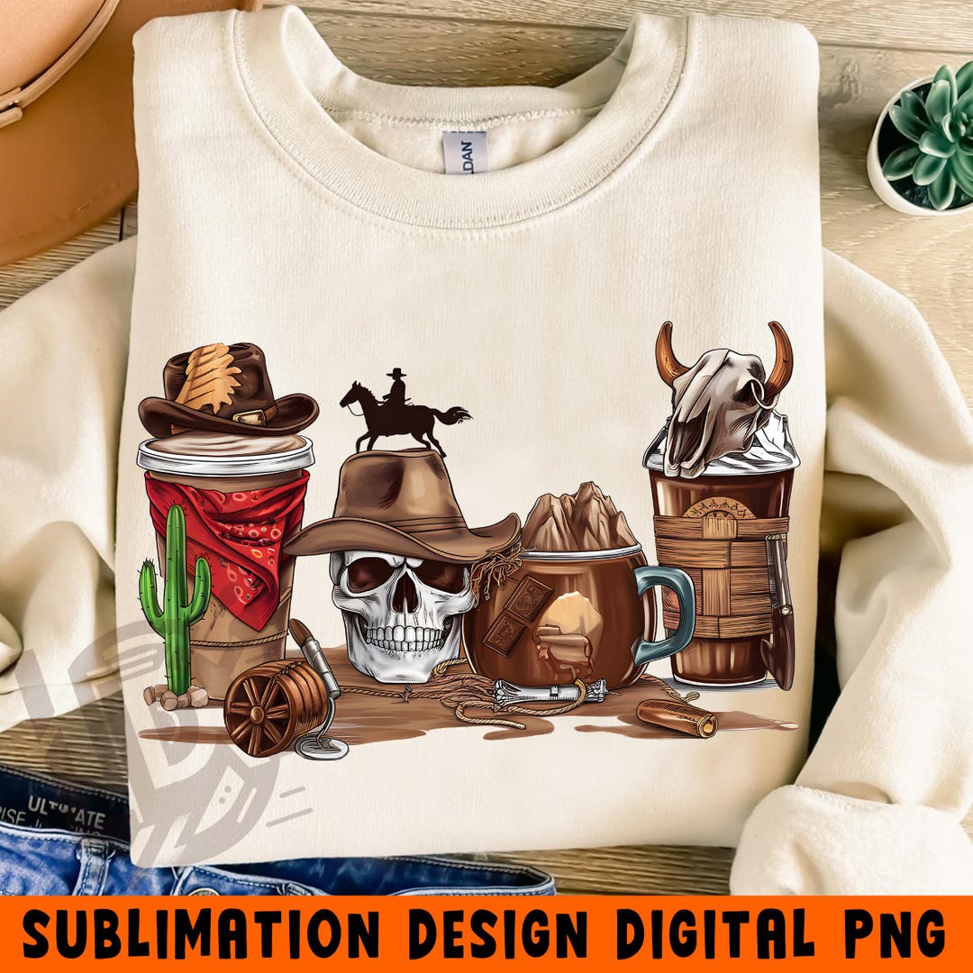 Western Coffee Cups Png, Sublimation Design Download, Coffee Love Png ...