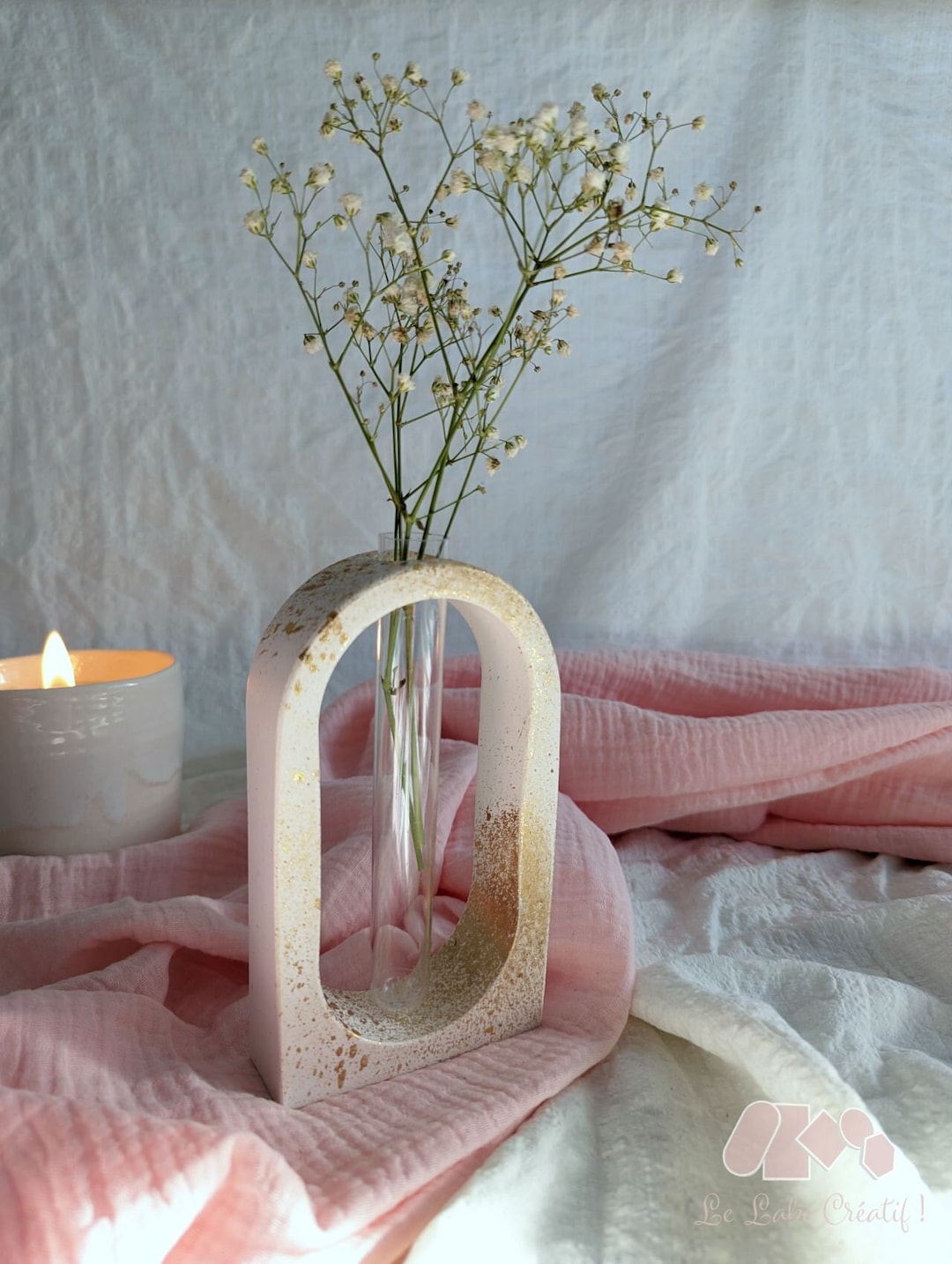 Vase Arqué oval En Résine Jesmonite plâtre Gypse Couleurs Pastels ...