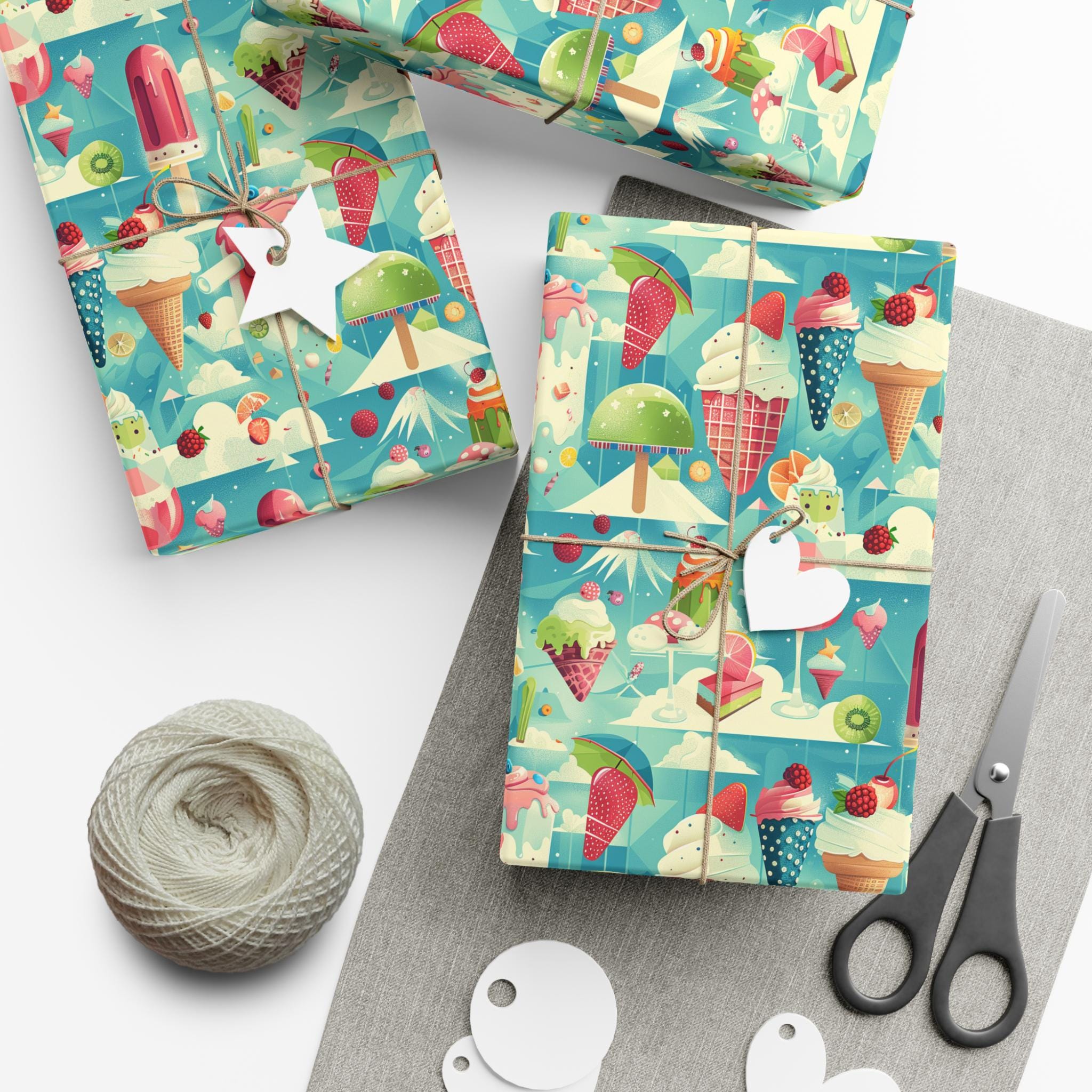 Ice Cream Wrapping Paper Unique and Summer Gift Wrap for Ice Cream ...
