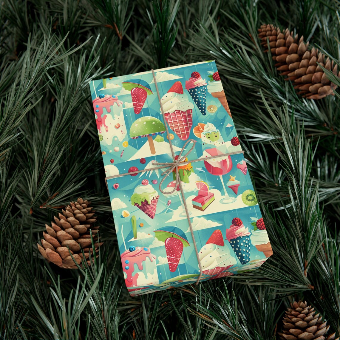 Ice Cream Wrapping Paper Unique and Summer Gift Wrap for Ice Cream ...