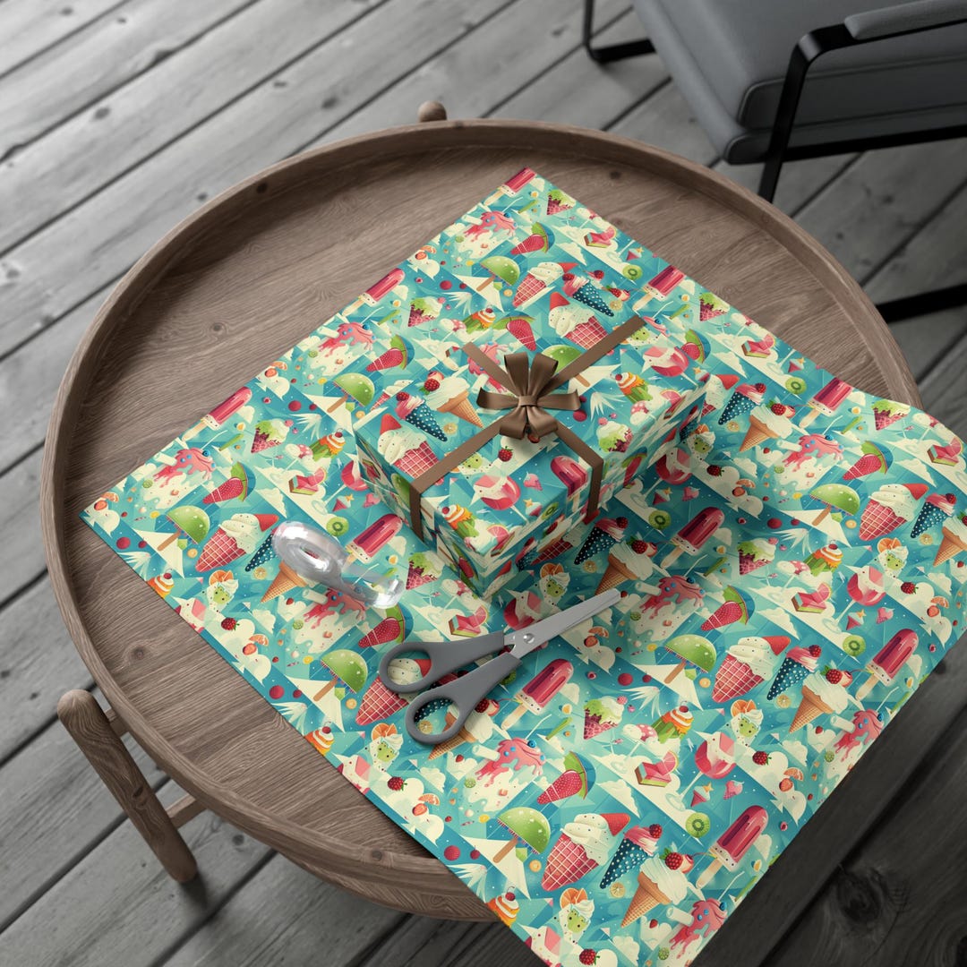 Ice Cream Wrapping Paper Unique and Summer Gift Wrap for Ice Cream ...