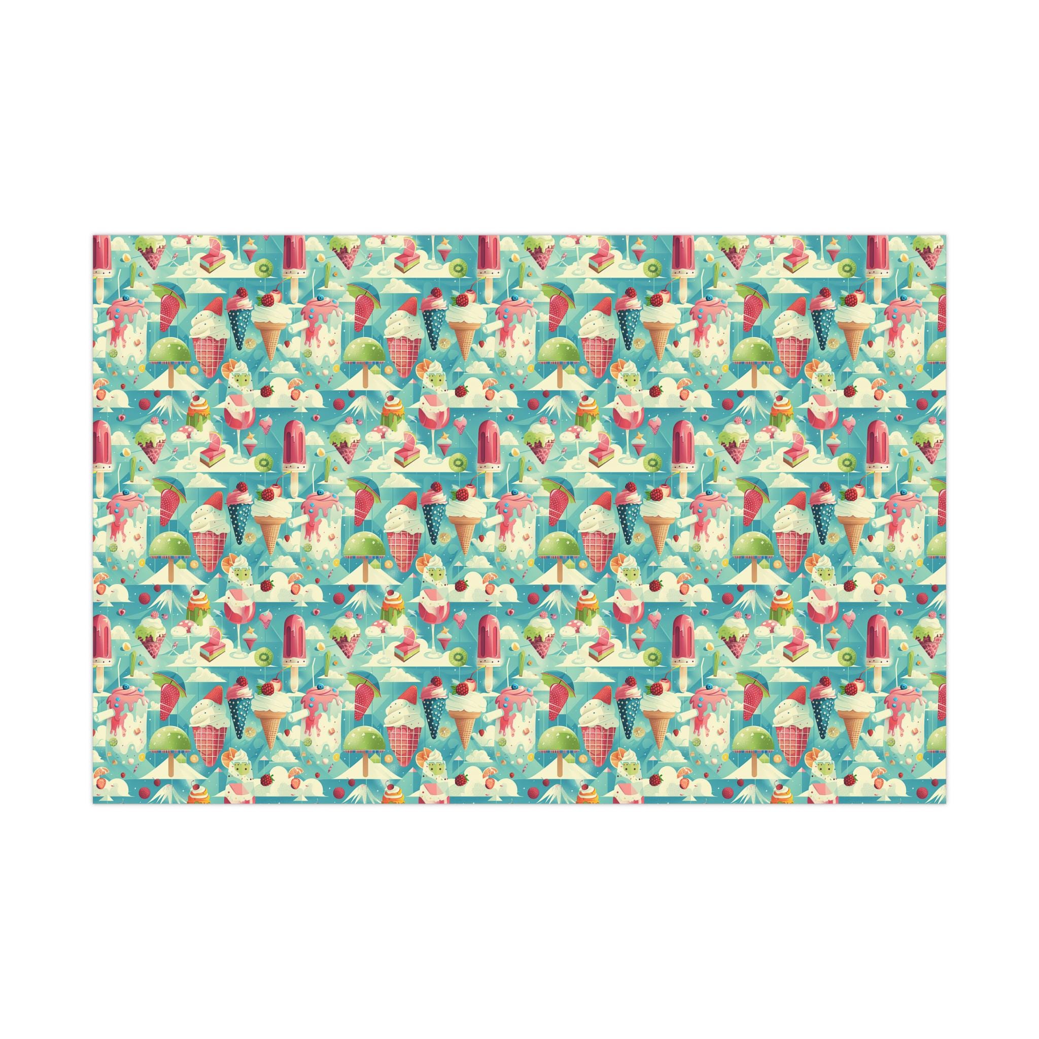 Ice Cream Wrapping Paper Unique and Summer Gift Wrap for Ice Cream ...