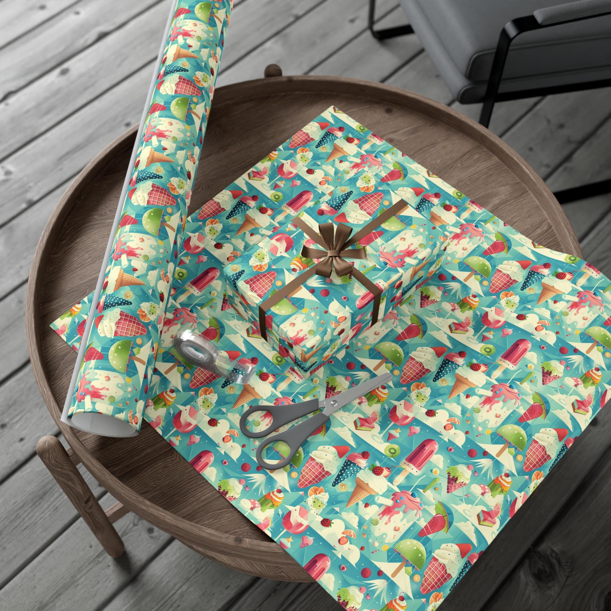 Ice Cream Wrapping Paper Unique and Summer Gift Wrap for Ice Cream ...