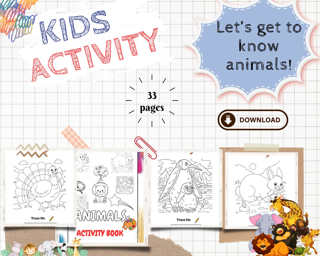 Educational Animals Coloring Book for Kids Animal Alphabet - Etsy