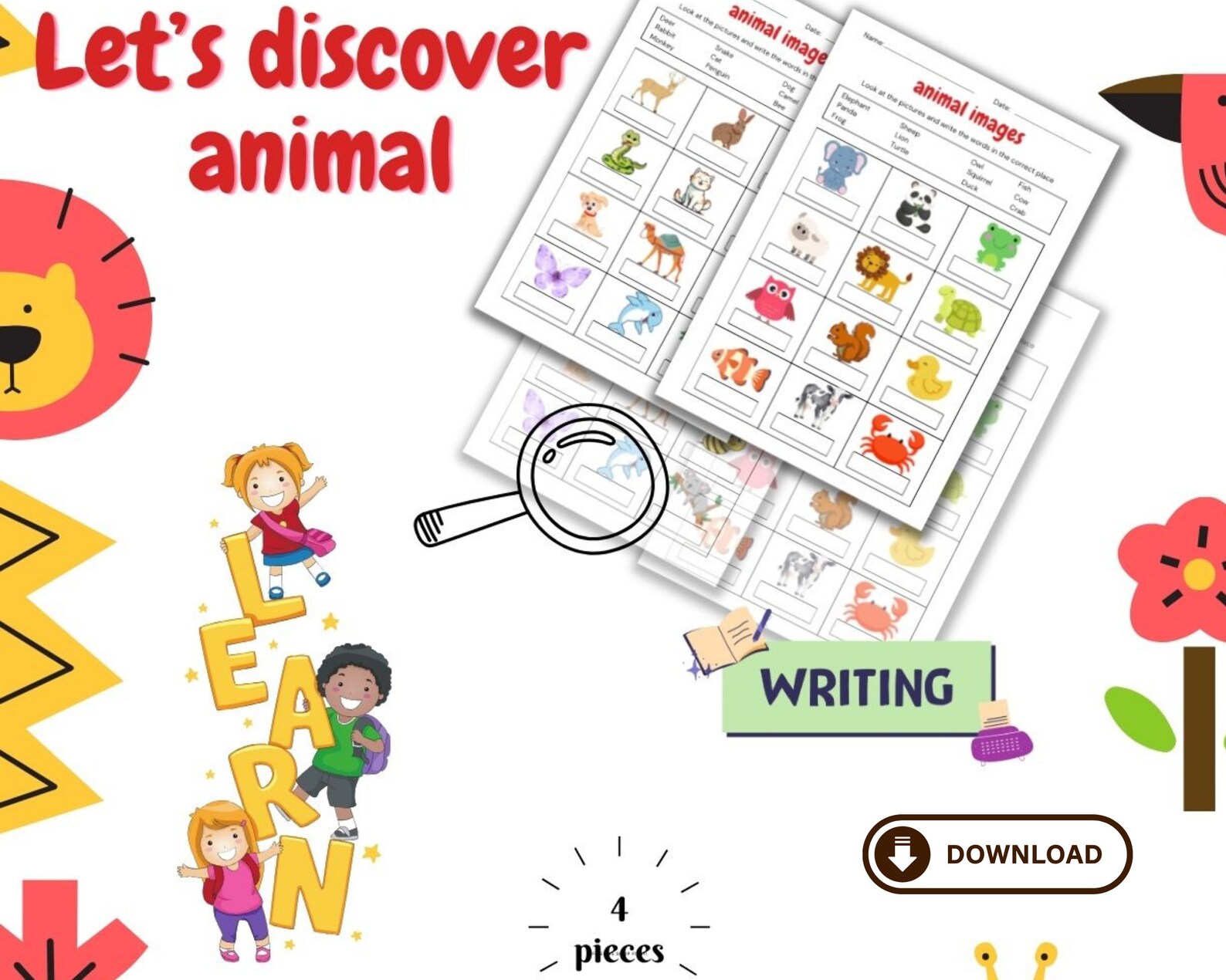 Printable ABC Animal Coloring Book Kindergarten Preschool - Etsy
