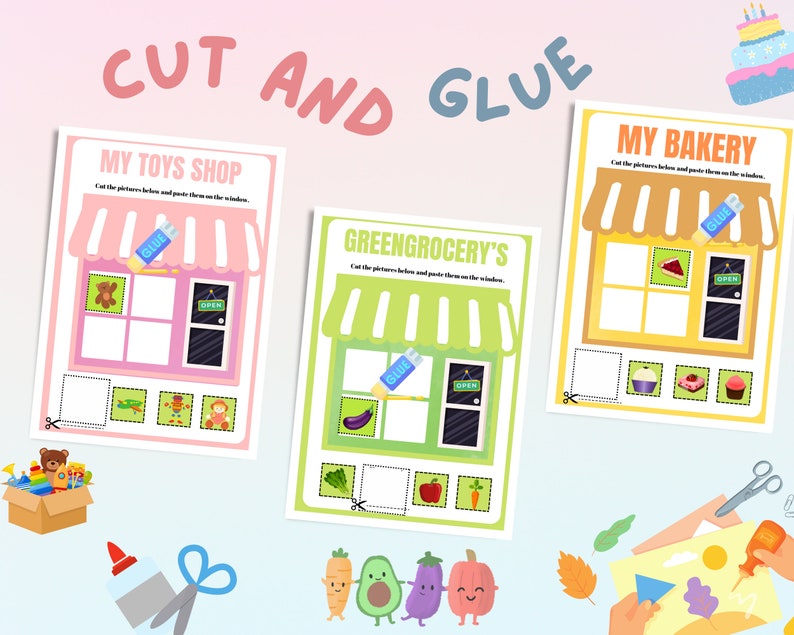 Printable Cut & Glue Worksheets for Kids Fun Scissor Skills Activity ...