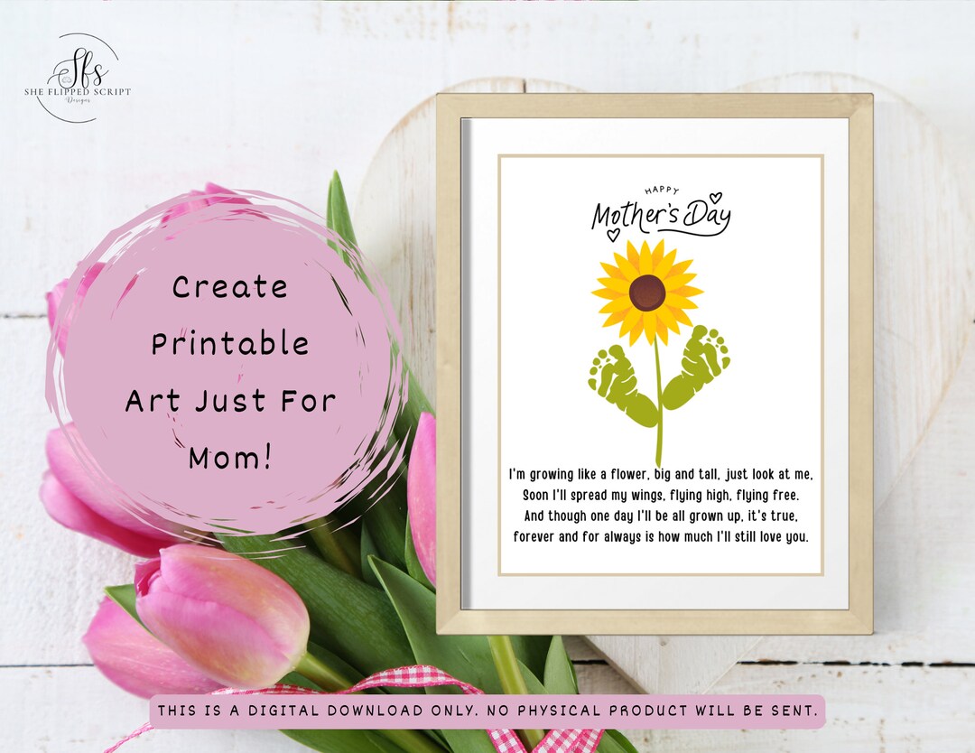 Printable Handprint Poem Art for Mom, Perfect Mother's Day Gift, New ...