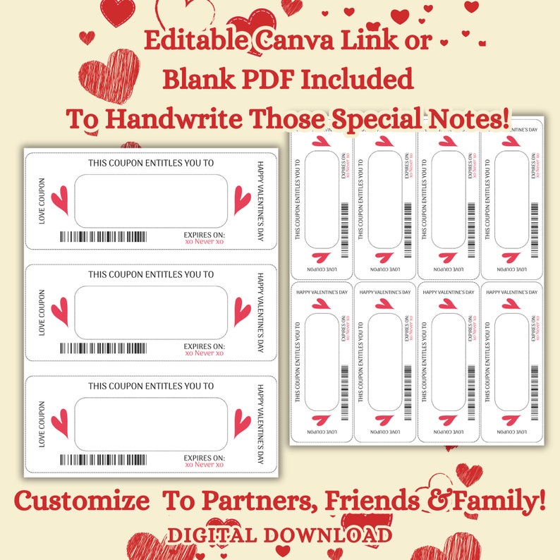 Editable Valentine's Day Love Coupons Canva Template Date Fun Happy ...