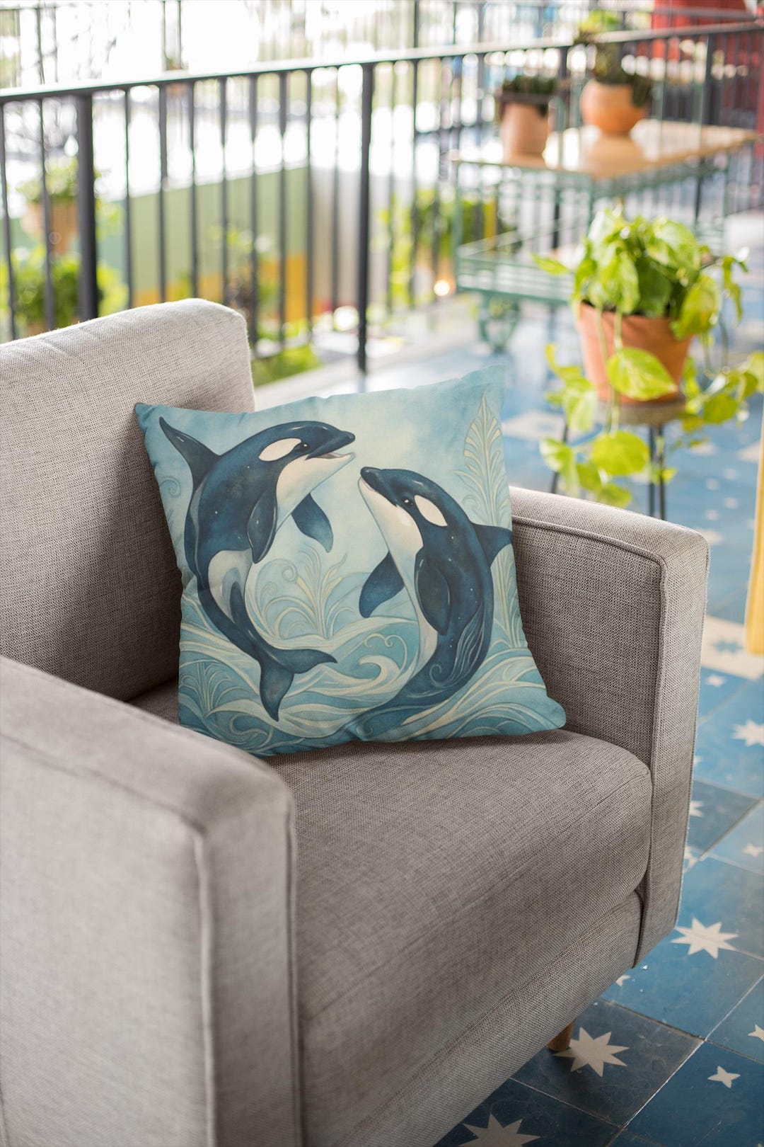 Ocean Orca Pillow – Double-sided Coastal Home Decor - Etsy