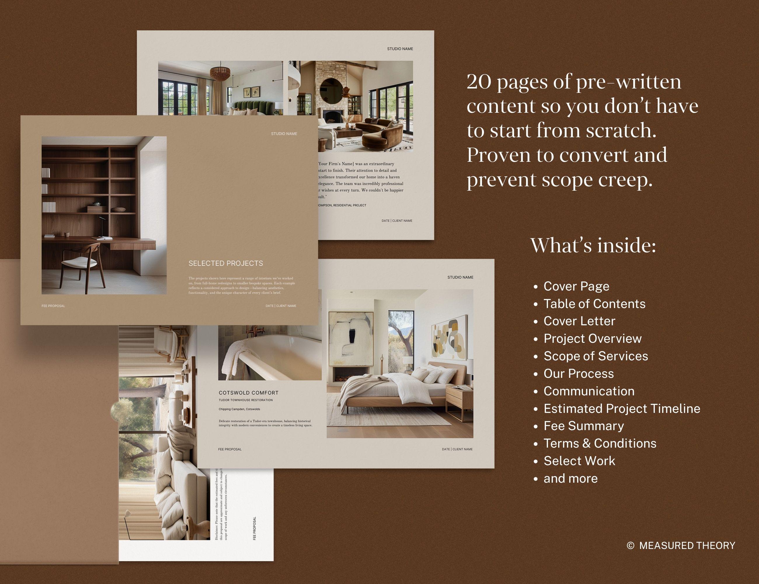 Interior Design Fee Proposal Template, Editable in Canva, Indesign ...