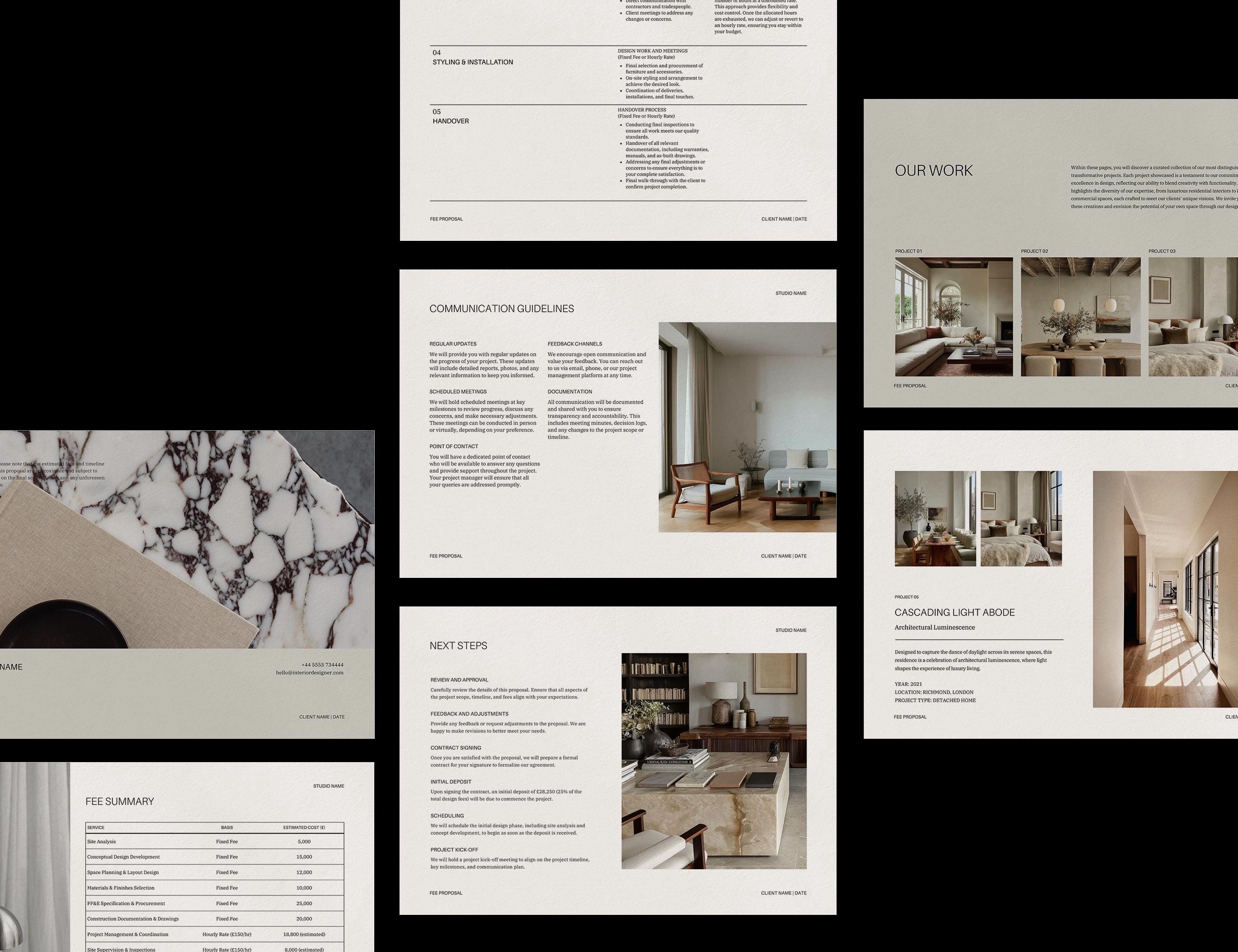 Interior Design Fee Proposal Template for Designers and Architects ...