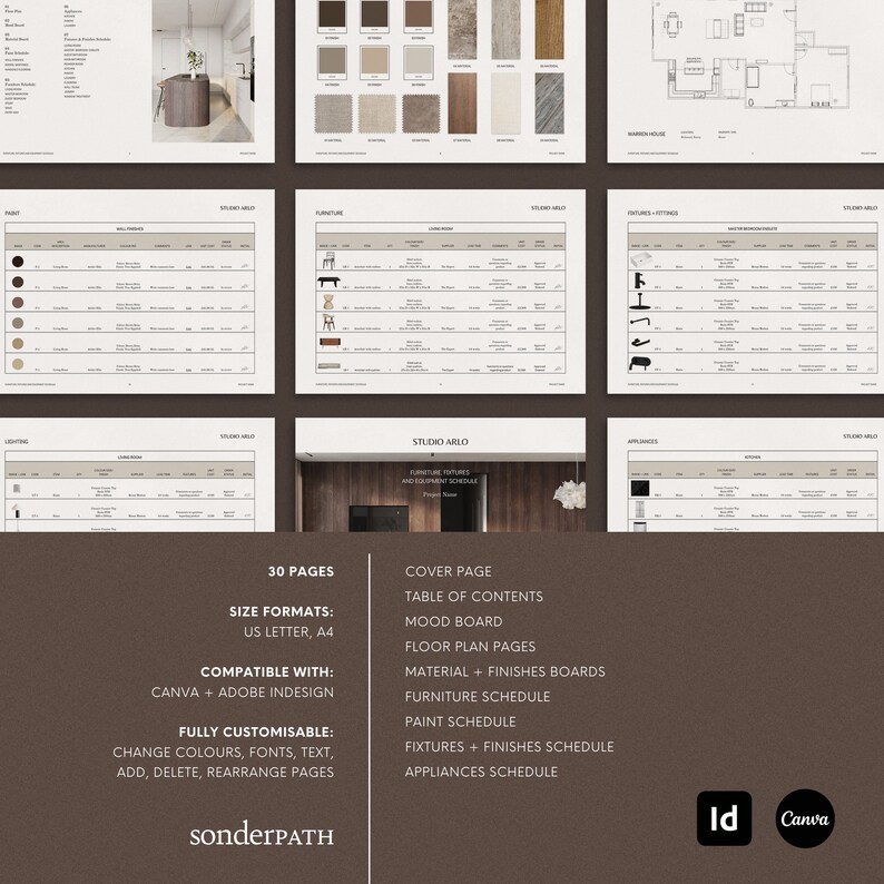 Interior Design Furniture, Finishes & Fixtures Schedule Template for ...