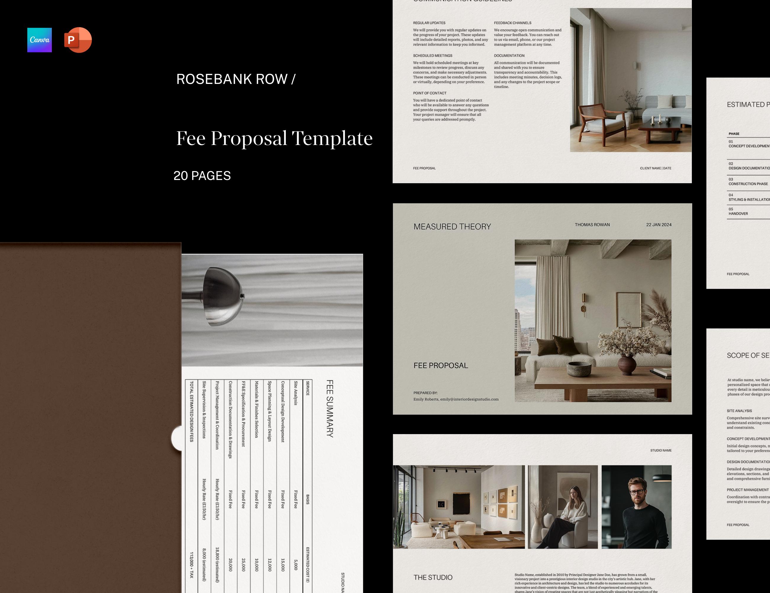 Interior Design Fee Proposal Template for Designers and Architects ...