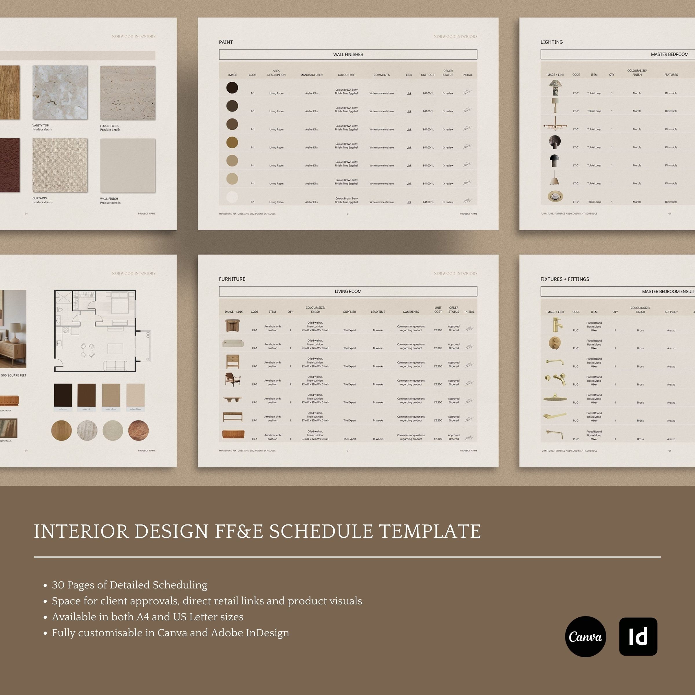 Interior Design Presentation Template, Furniture, Fixtures, Finishes ...