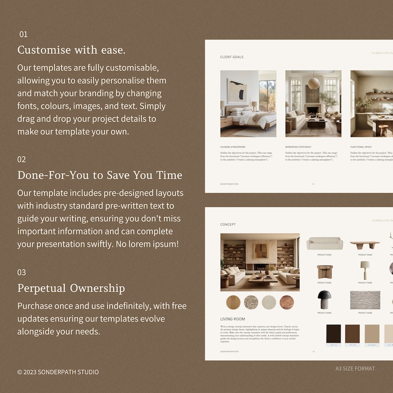 Interior Design Presentation Template, Concept Mood Board Template for ...