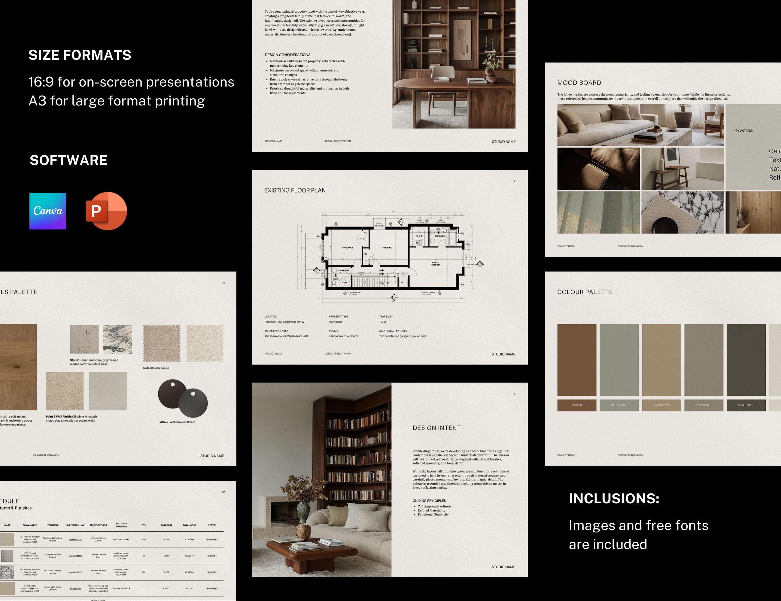 Interior Design Client Presentation Template, Concept Mood Material ...