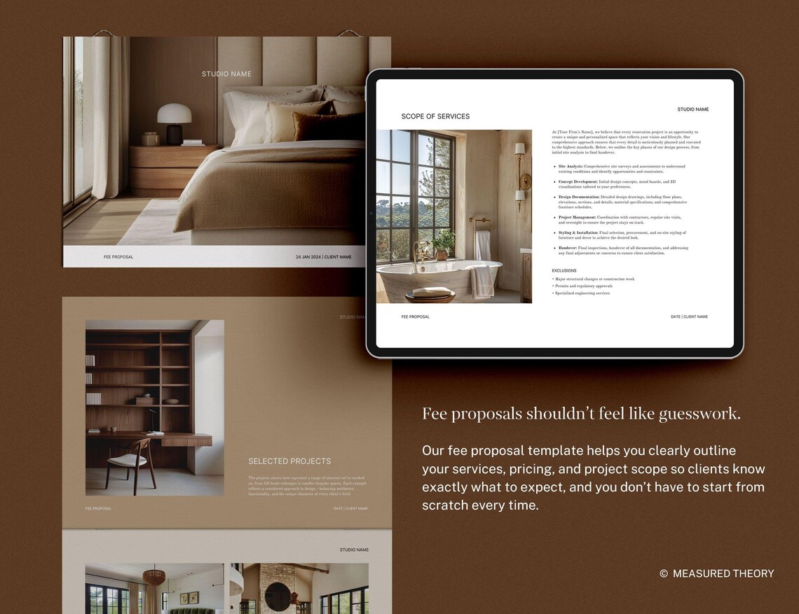 Interior Design Fee Proposal Template, Editable in Canva, Indesign ...