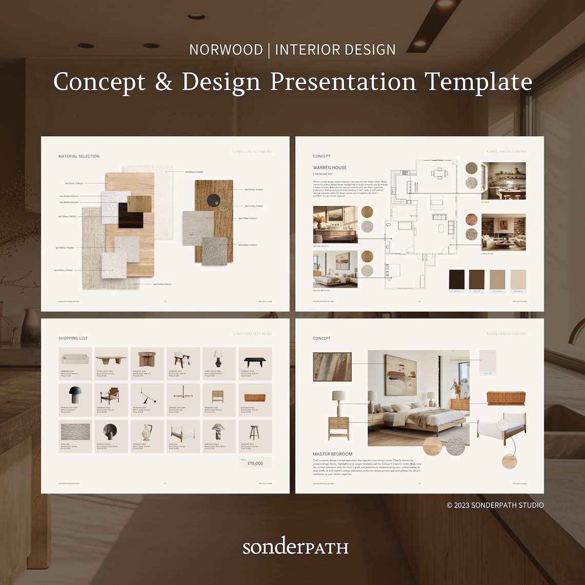 Interior Design Presentation Template, Concept Mood Board Template for ...