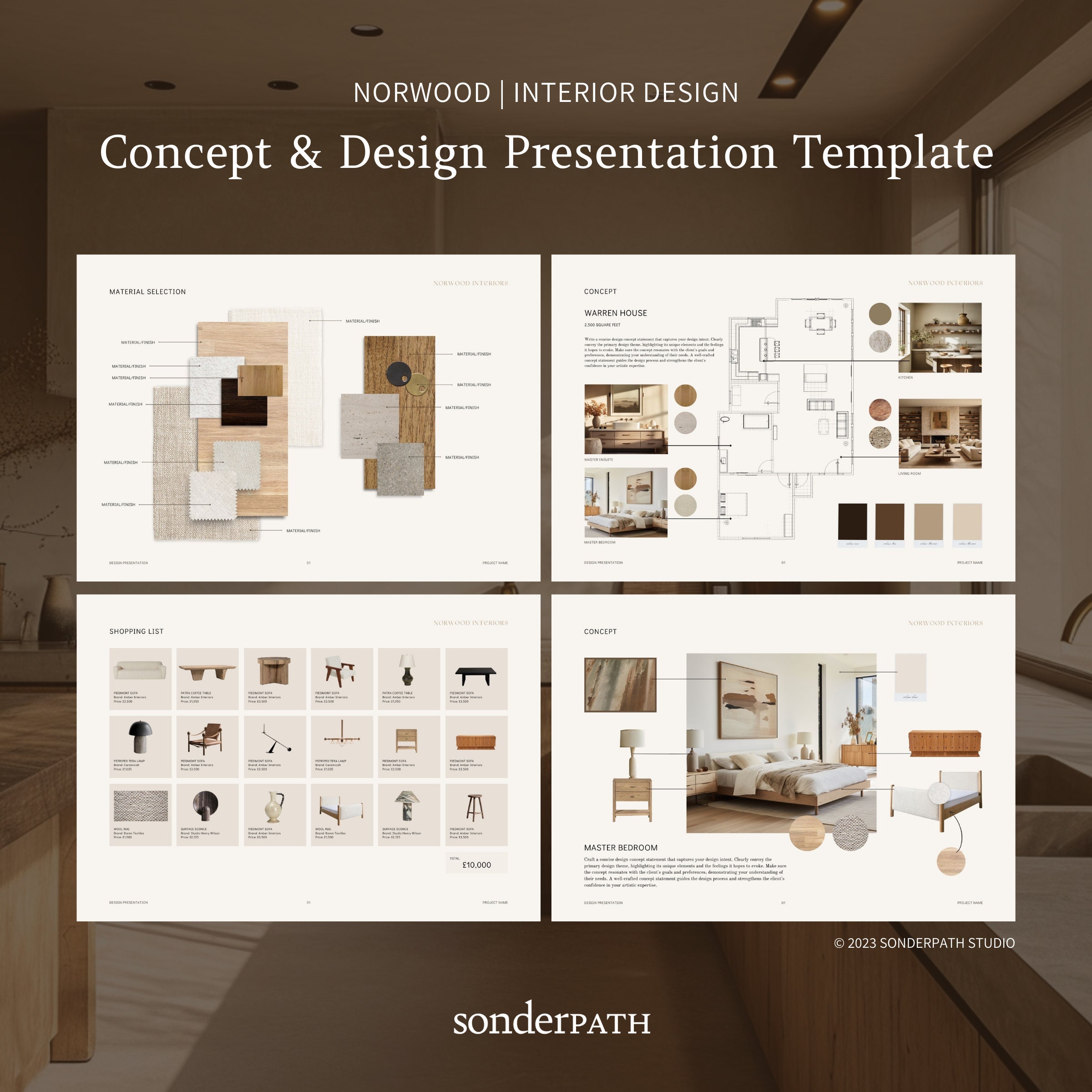 Interior Design Presentation Template, Concept Mood Board Template for ...
