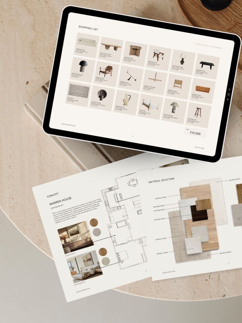 Interior Design Presentation Template, Concept Mood Board Template for ...