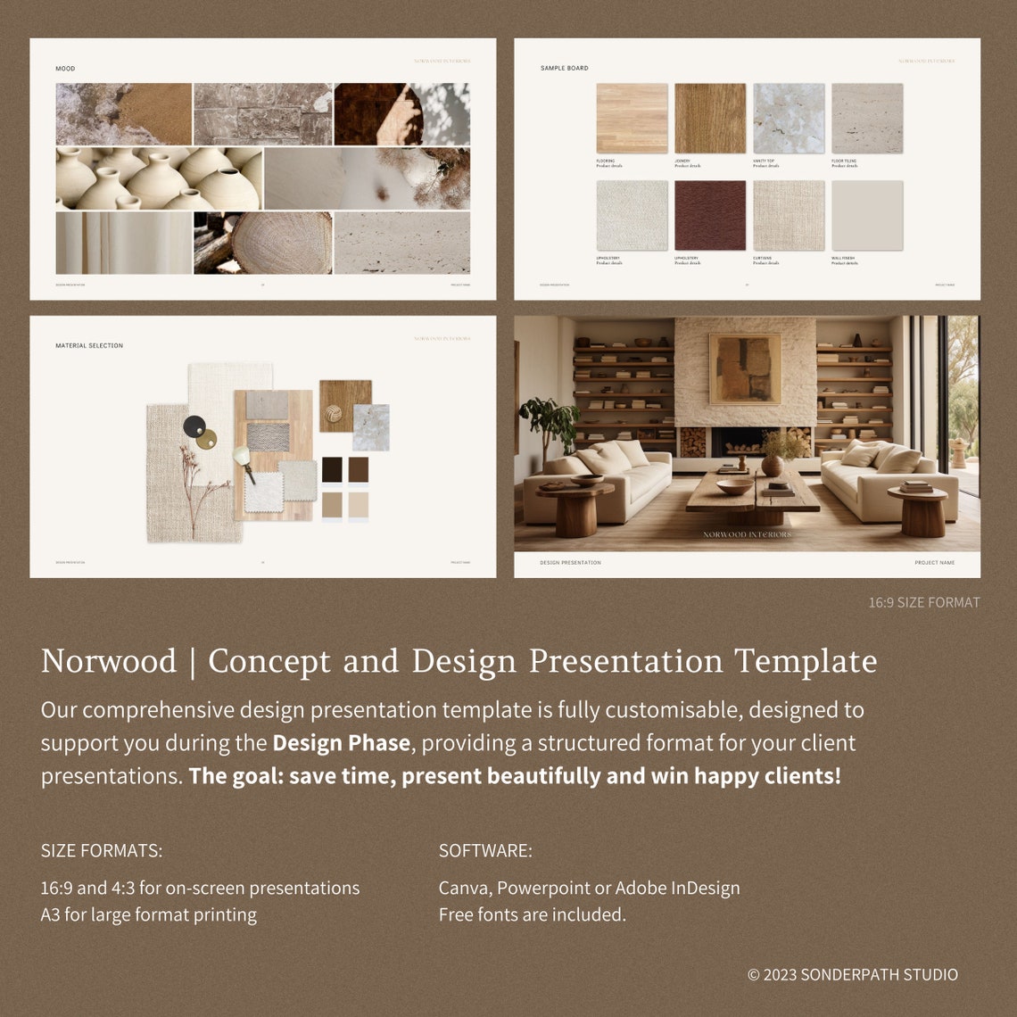 Interior Design Presentation Template, Concept Mood Board Template for ...