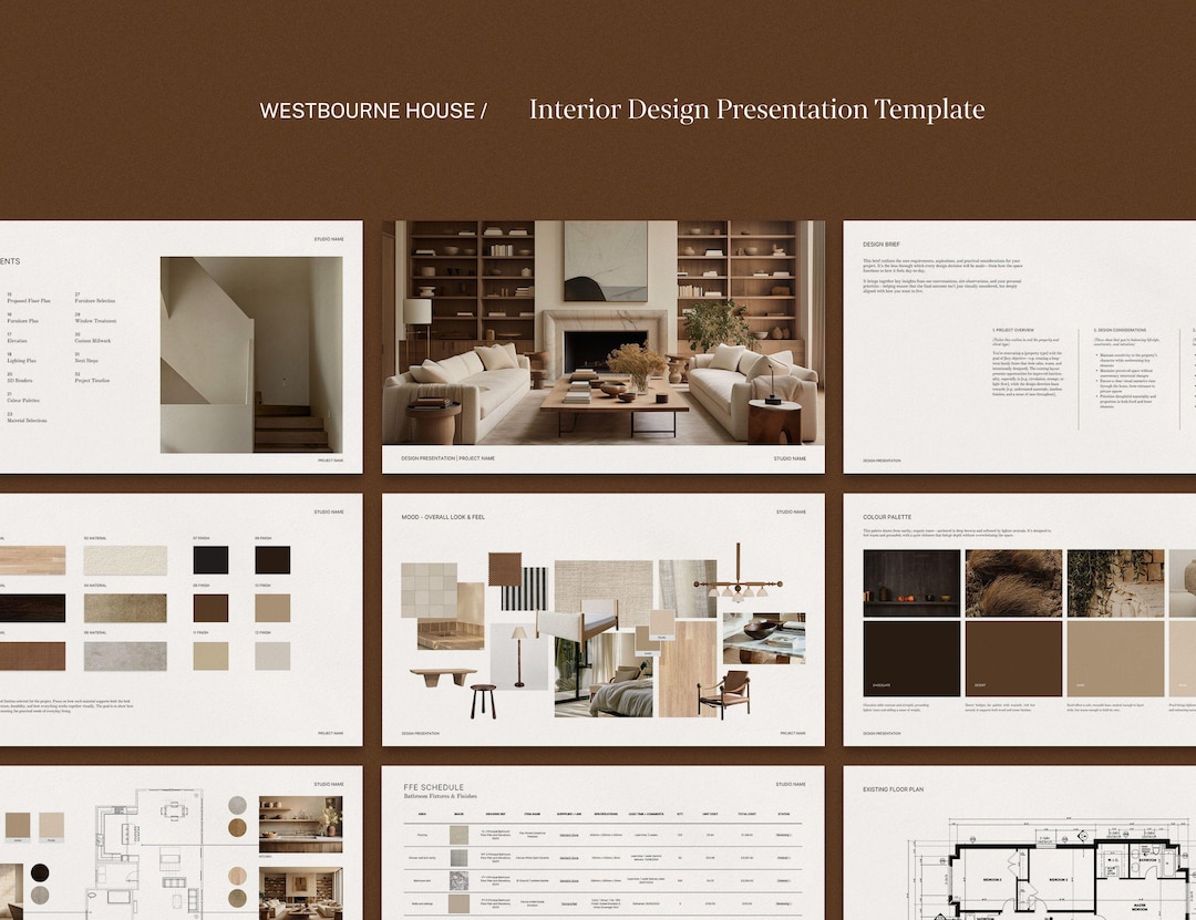 Interior Design Presentation Template | Canva, Powerpoint, Indesign - Etsy