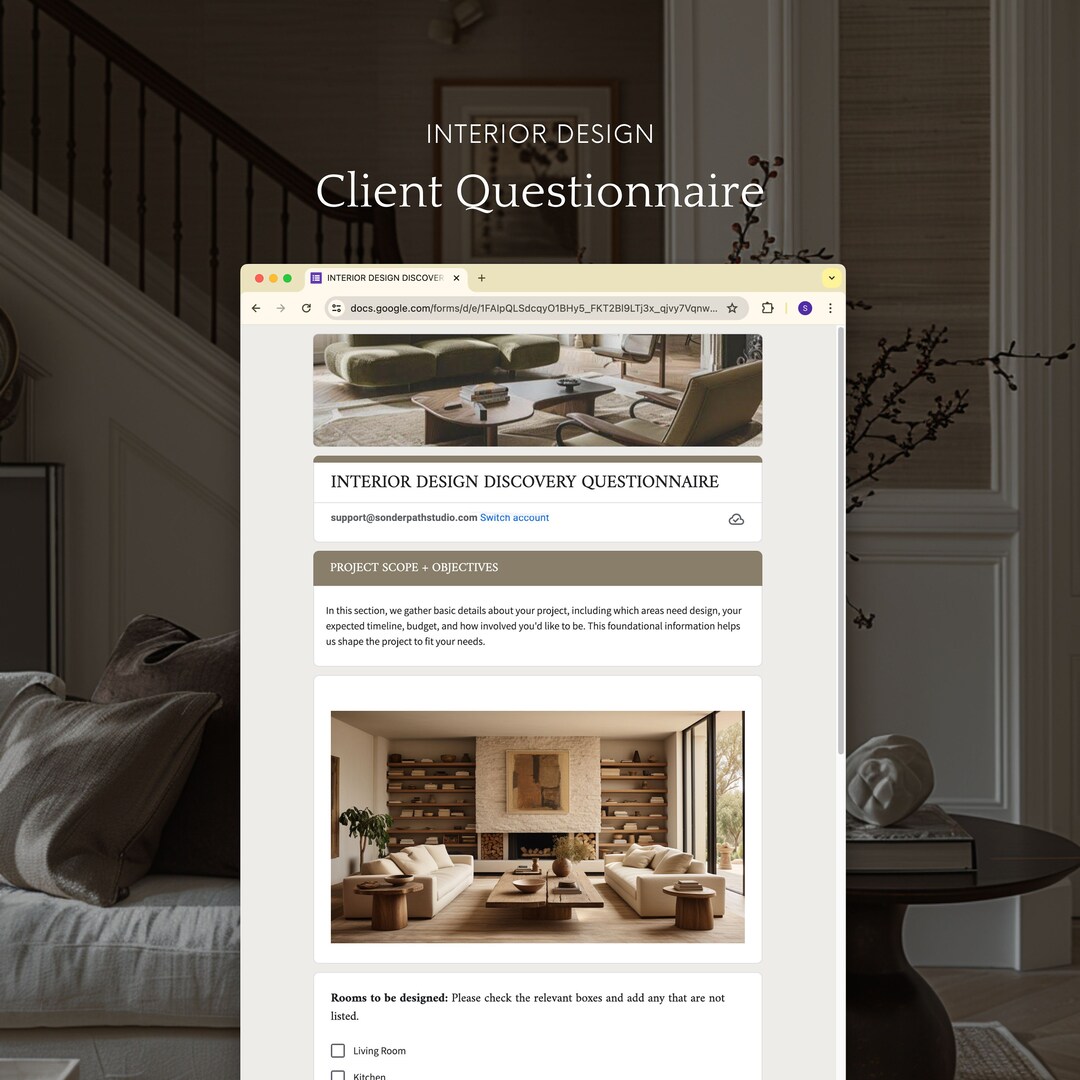 Interior Design Client Questionnaire Form, Design Discovery ...