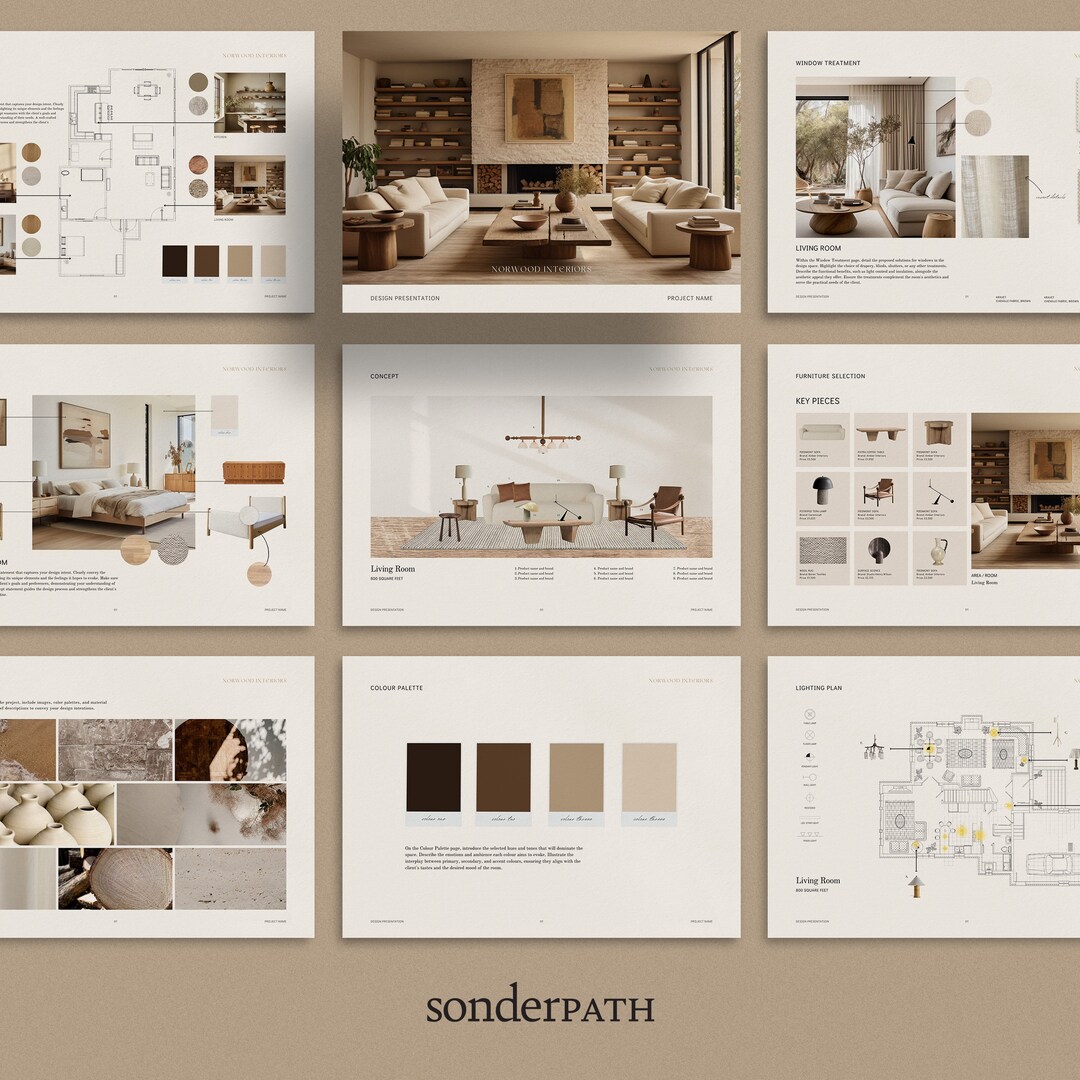 Plantilla de diseño de interiores para diseñadores de interiores, panel ...
