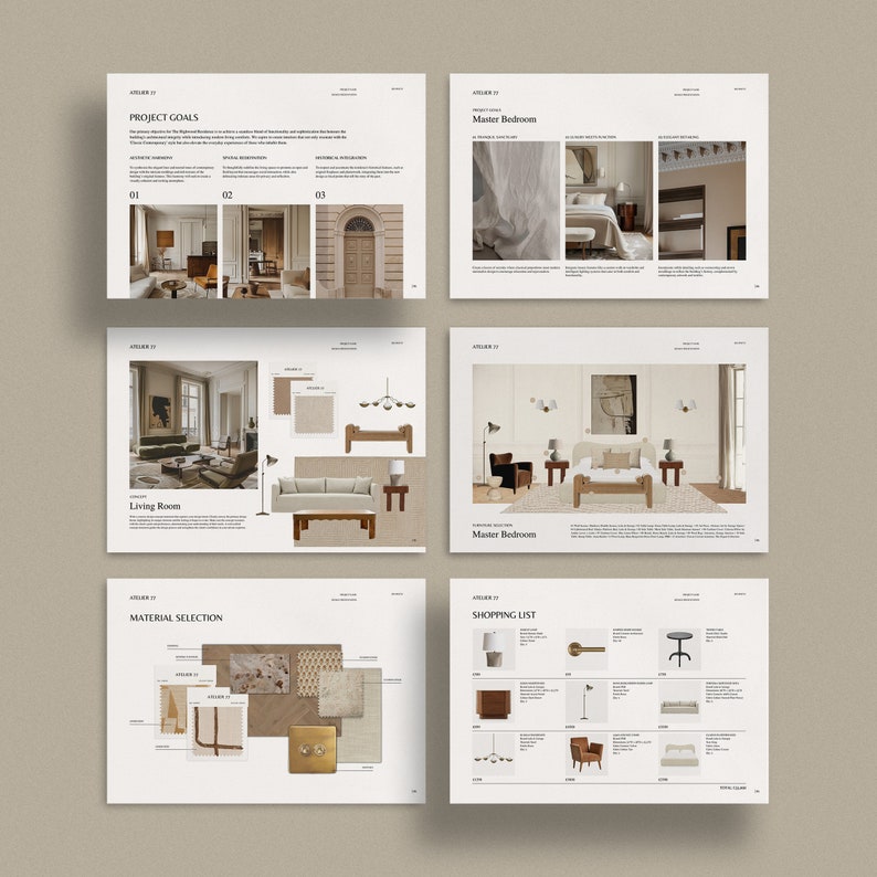 Interior Design Presentation Template, Mood Board Template for Interior ...