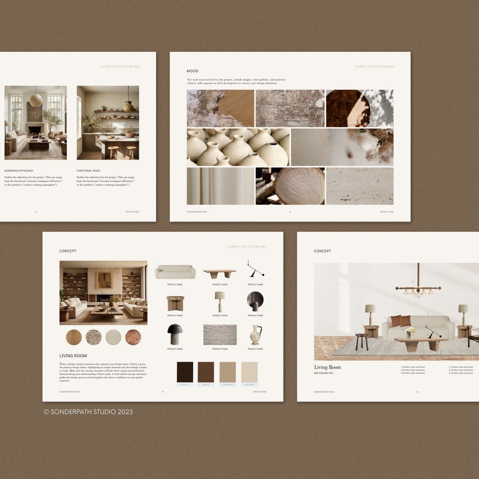 Interior Design Presentation Template, Concept Mood Board Template for ...