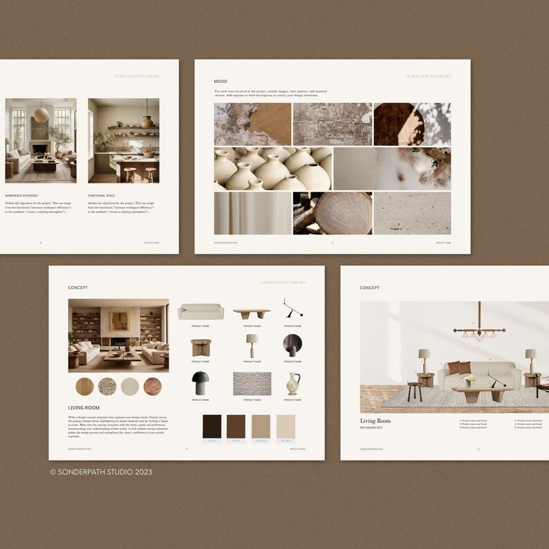 Interior Design Presentation Template, Concept Mood Board Template for ...