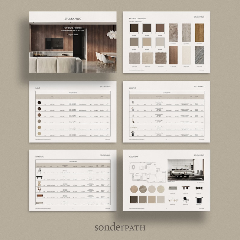 Interior Design Furniture, Finishes & Fixtures Schedule Template for ...