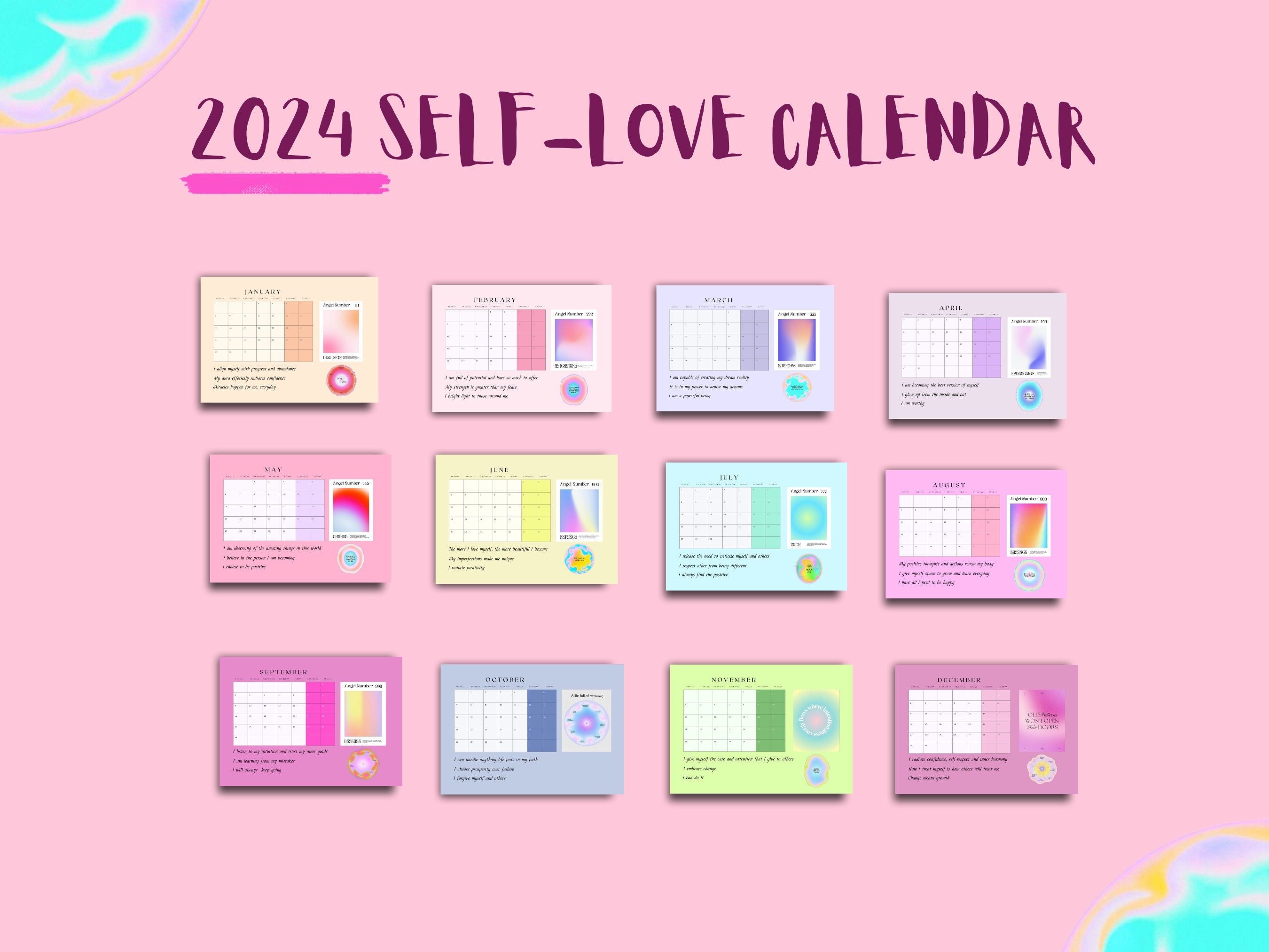 2024 THE LUCKY Self-love & Spirit Digital Calendar. Monthly - Etsy