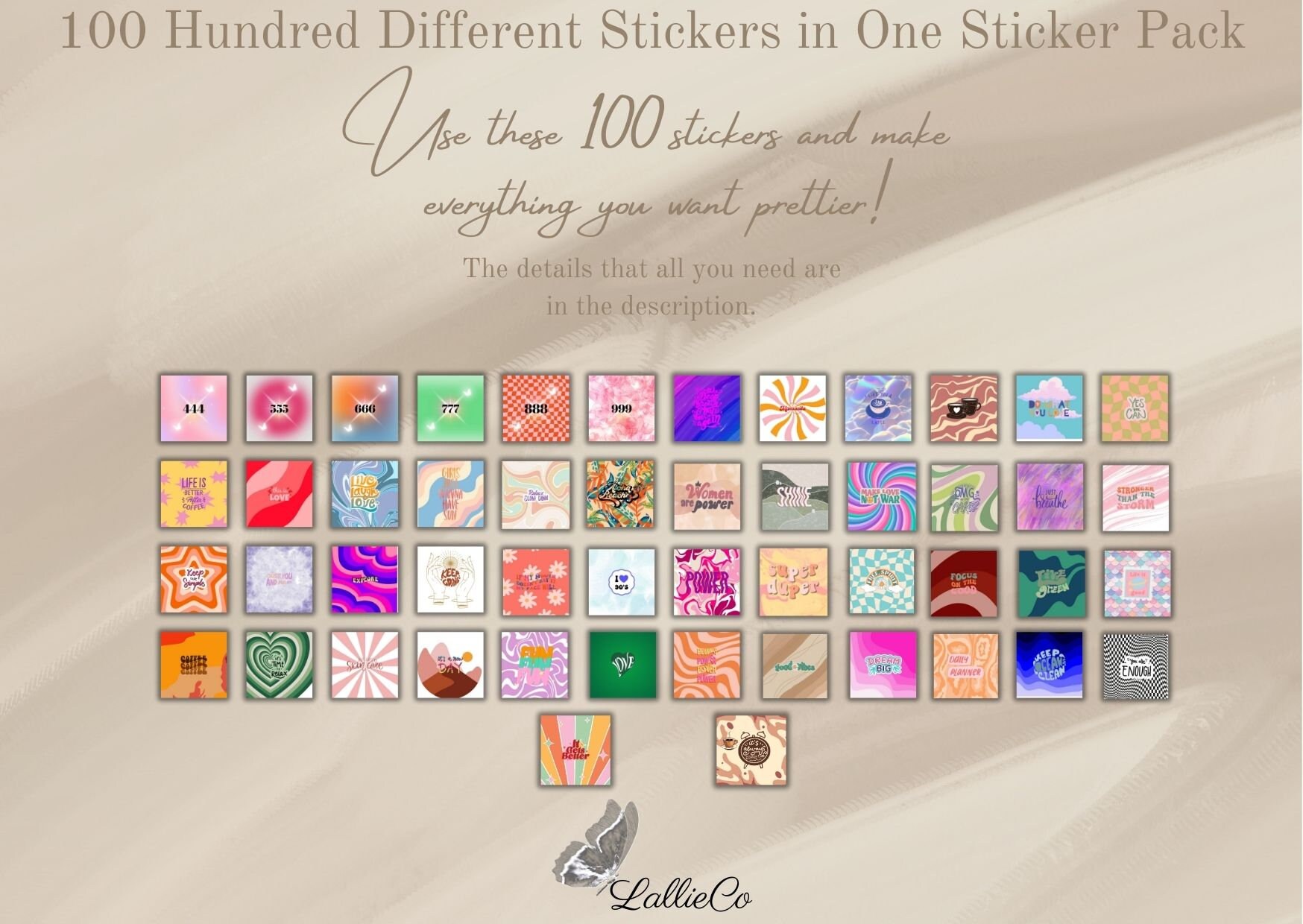 100 Stickers Sticker Pack Aesthetic Sticker Pack Aesthetic 100 Stickers ...