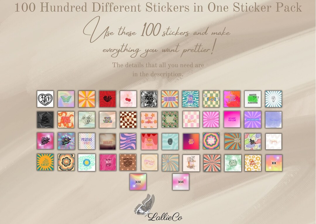 100 Stickers | Sticker Pack | Aesthetic Sticker Pack | Aesthetic 100 ...