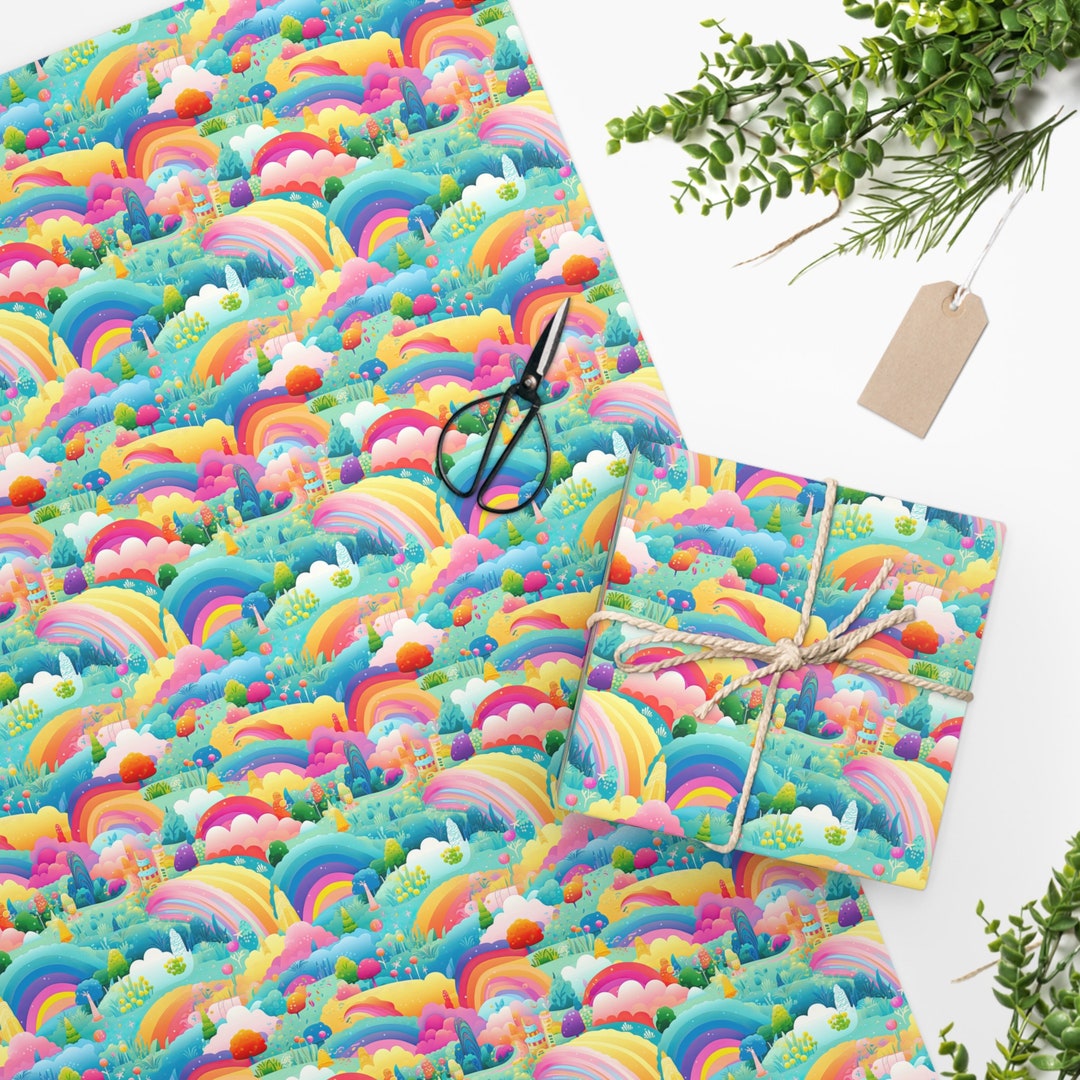 Rainbow Candy Land Whimsical Wrapping Paper Princess Birthday Party ...