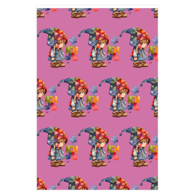 Autism Awareness Wrapping Paper Girl Spectrum Present Autism Giftwrap ...