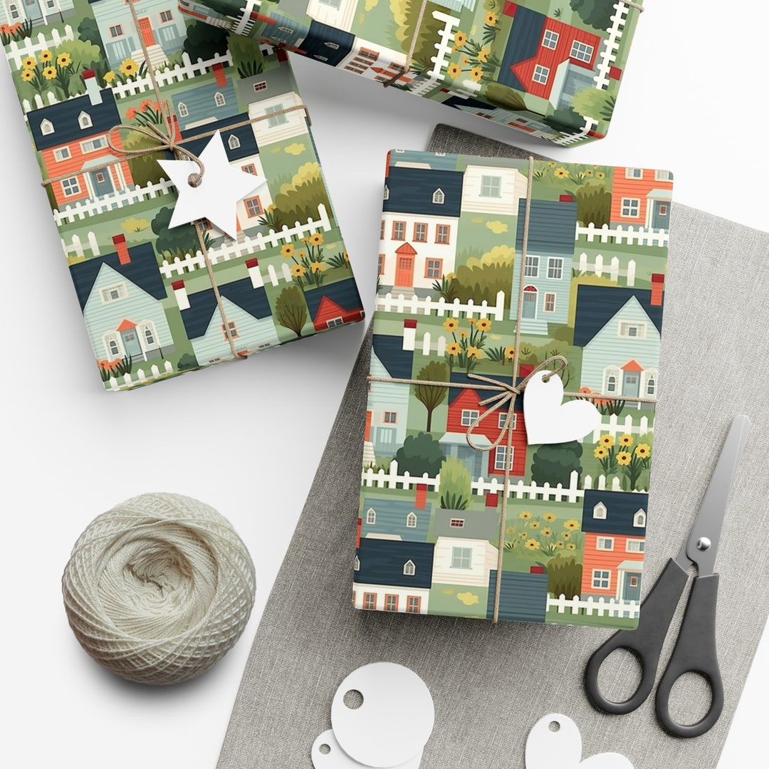Cottagecore Wrapping Paper Little Houses Village Wrapping - Etsy