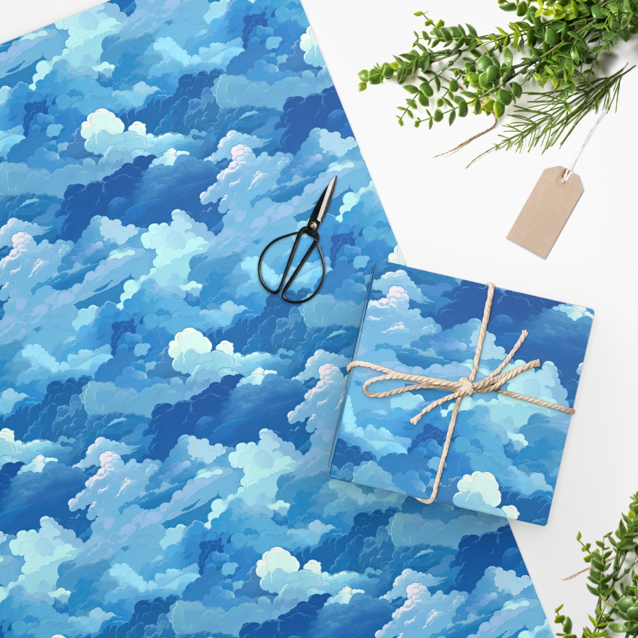 50 Shades of Blue Cloud Wrapping Paper Unisex Giftwrap Ai - Etsy