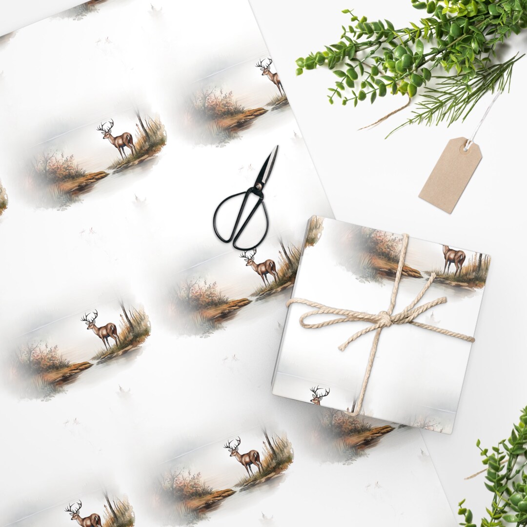 Hunting Buck Deer Wrapping Paper Wood Wrapping Paper Hunting Enthusiast ...