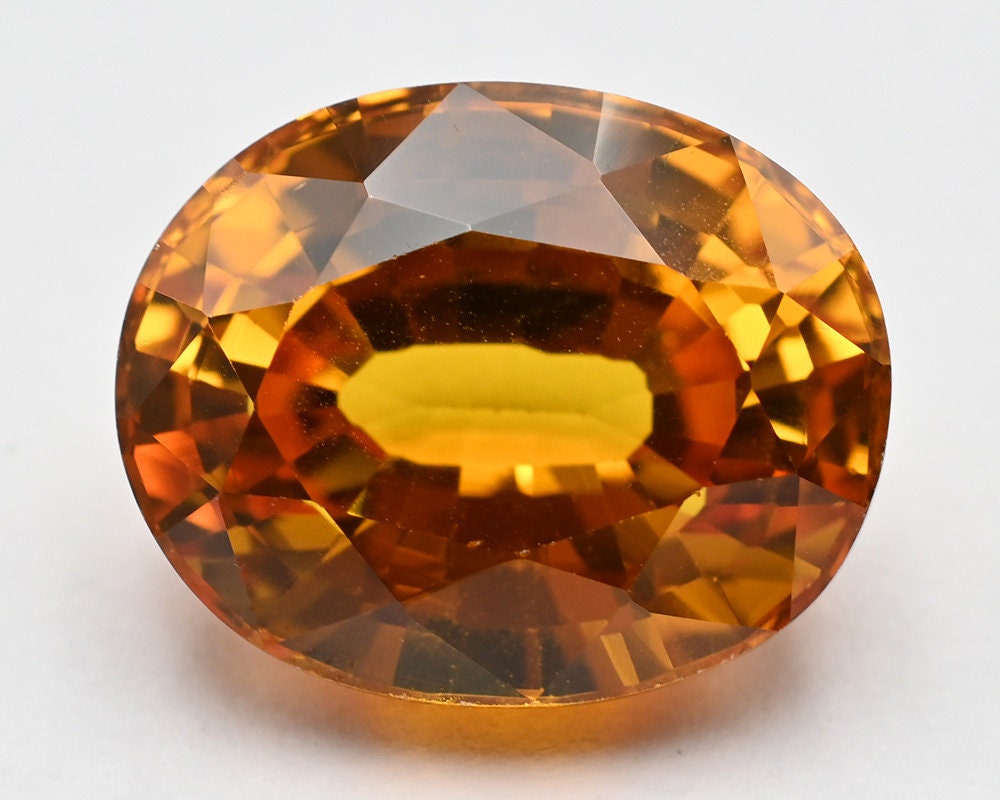 14.45 Ct Ceylon Orange Sapphire Loose Gemstone Oval Cut Orange Sapphire ...